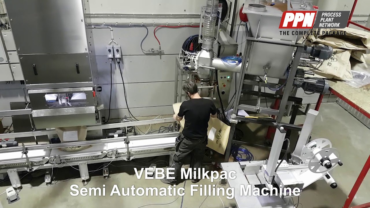 PPN & VEBE Milkpac. Semi automatic filling machine - YouTube
