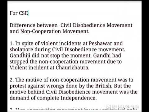 Difference between Civil Disobedience Movement and Non-Cooperation ...