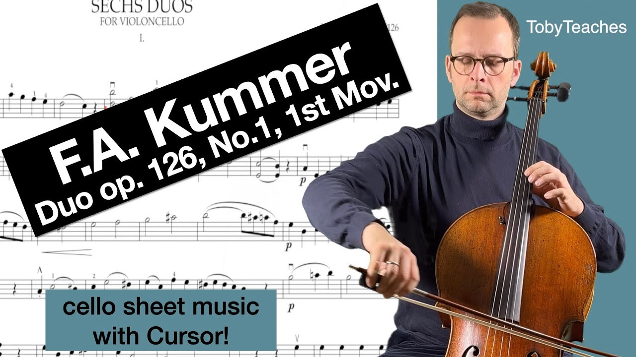 F.A. Kummer Cello Duo op. 126/1 | Cello Playalong for Cello 1 | var ...