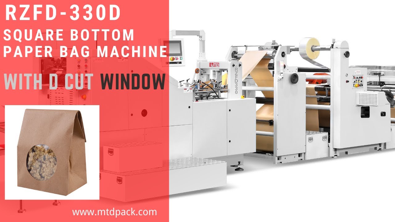 Square Bottom Paper Bag Machine With D Cut Window - YouTube