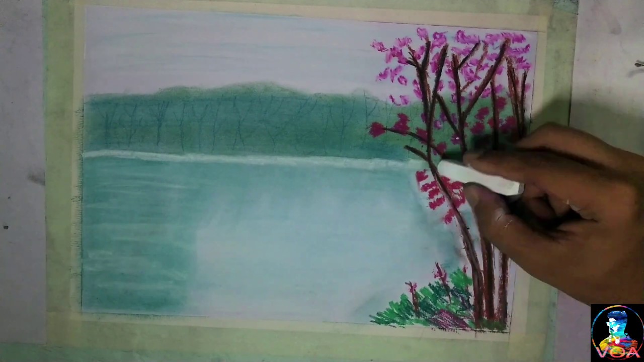 A natural lake senery | Soft pastels - YouTube