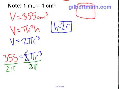 Optimization - Minimizing the Surface Area of a Cylinder - YouTube