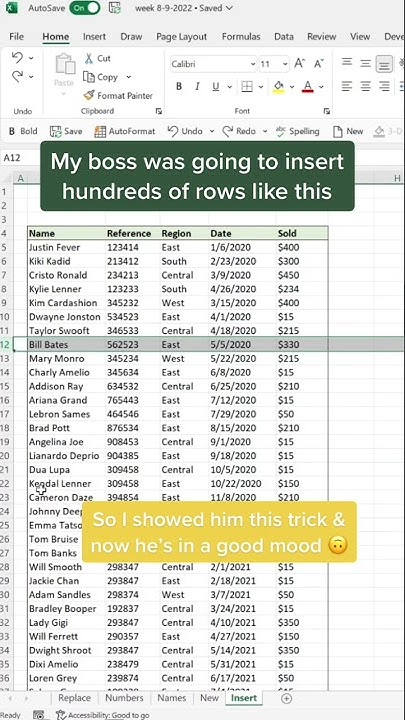 Insert multiple rows at once shortcut. #excel #shorts - YouTube