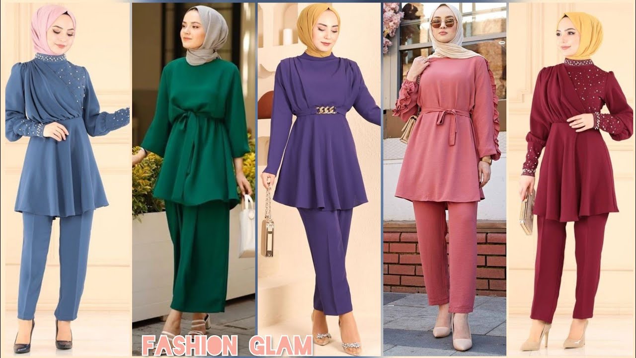 Turkish women Formal Outfits/Ladies Two Piece Peplum Top Shirts And ...