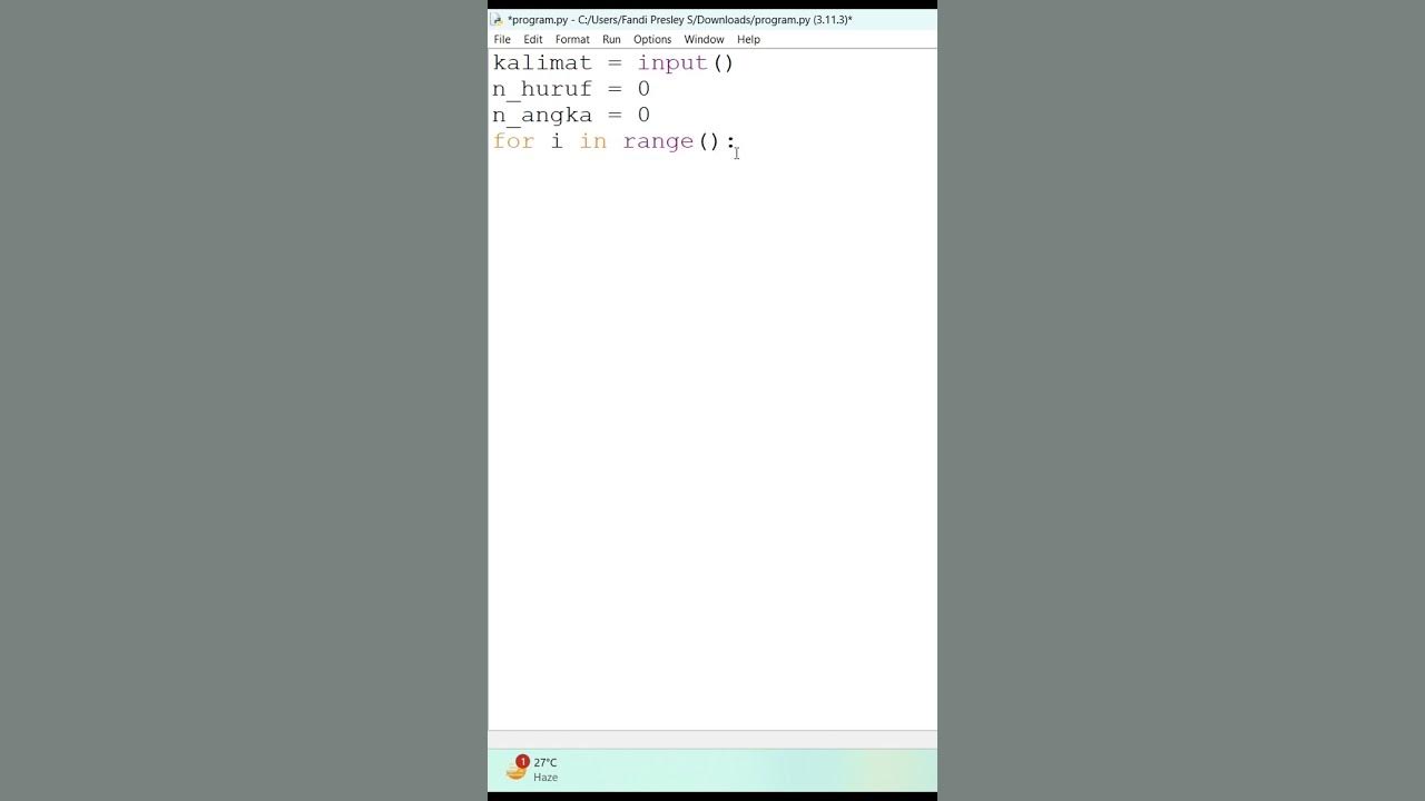 Perulangan Sesuai Panjang Kalimat Python - YouTube