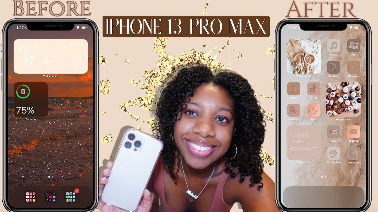 Iphone 13 Pro Max Unboxing In Gold! | Customizing My Home Screen! - YouTube