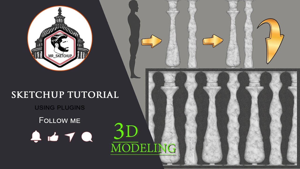 Sketchup tutorial parametric | Column with human design - YouTube