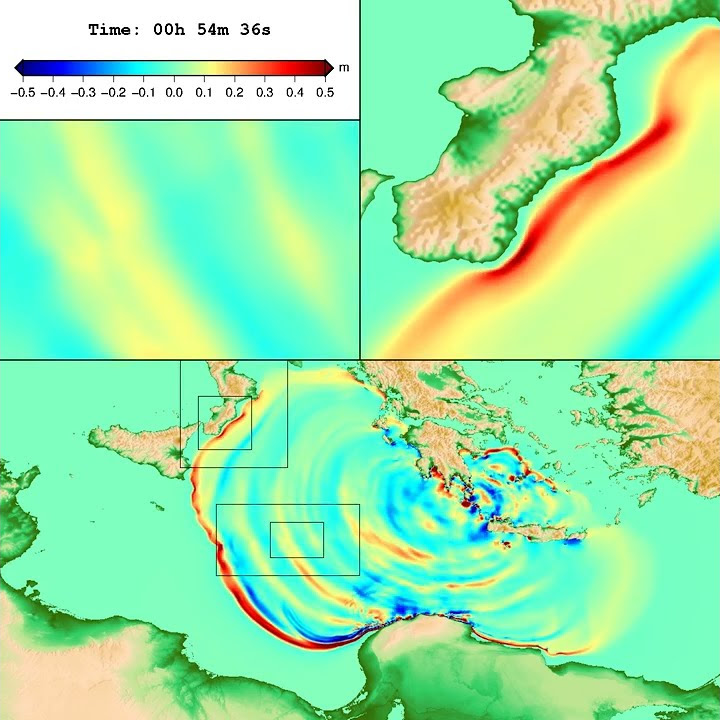 Tsunami generated by earthquake in the Mediterranean Sea - YouTube