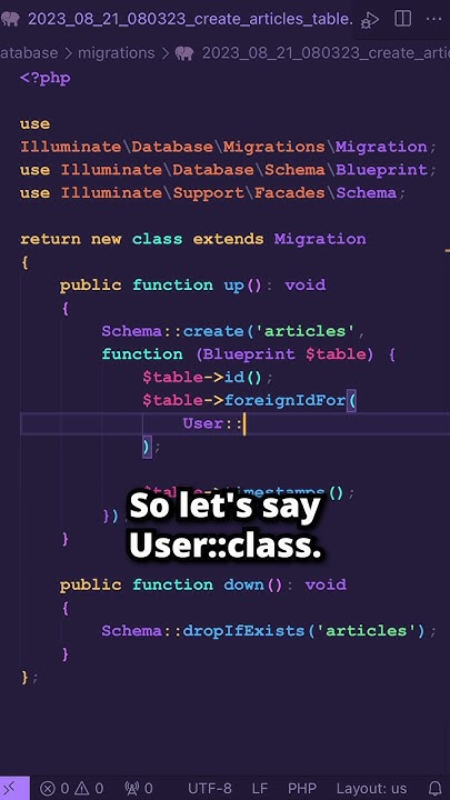 How to EASILY Create Foreign Keys in Laravel with foreignIdFor() in Under 60 Seconds #shorts ...