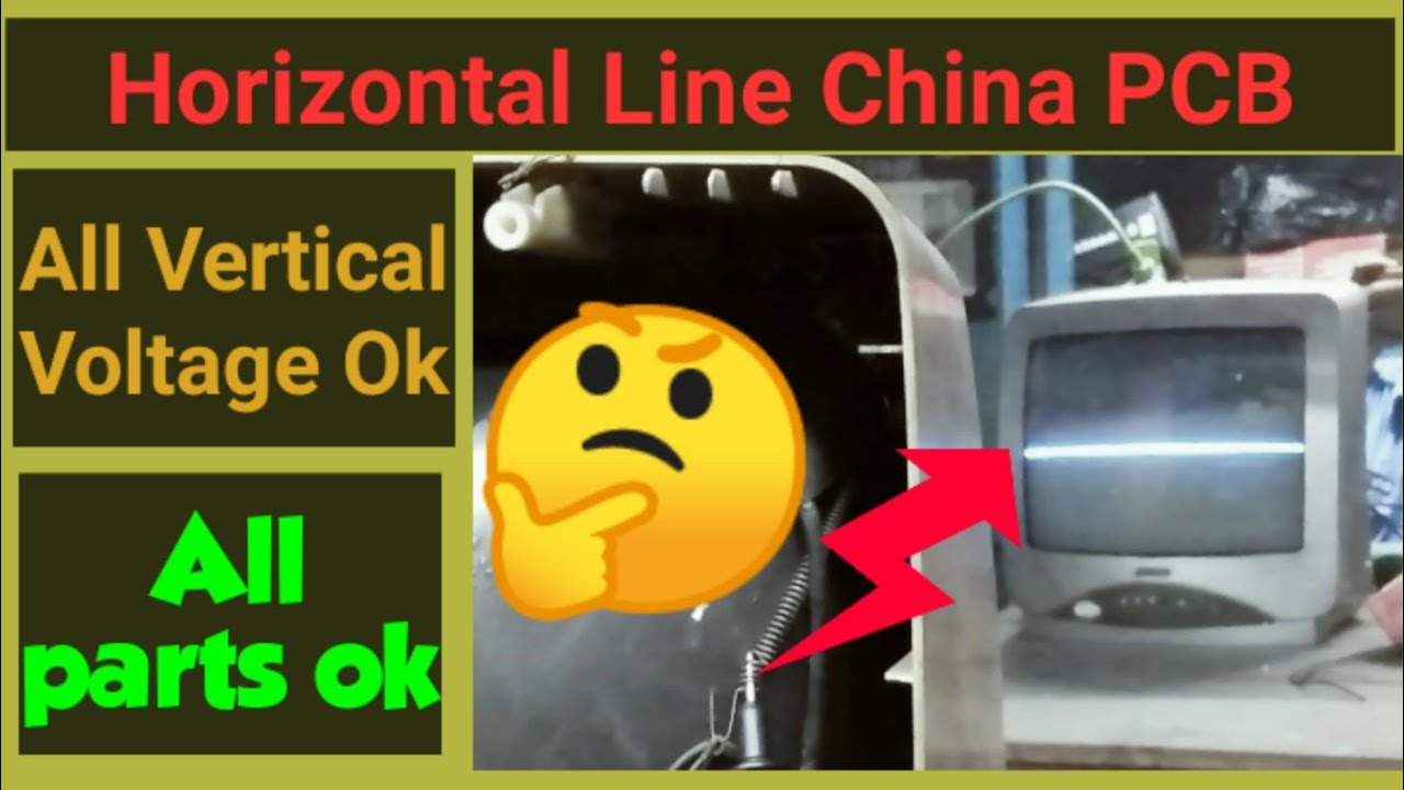 Horizontal line in CRT TV. Local kit. China PCB. Vertical IC all pin ...