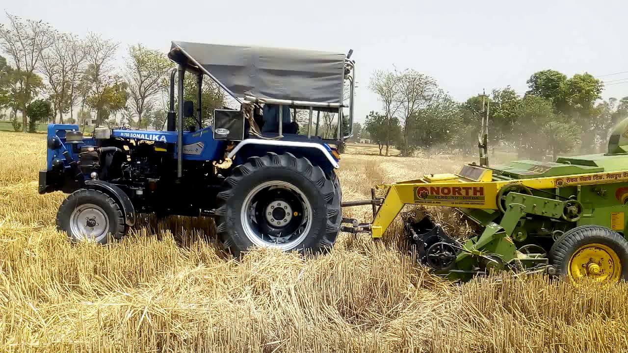 Sonalika DI 750 III tractor average Short video in Reaper - YouTube