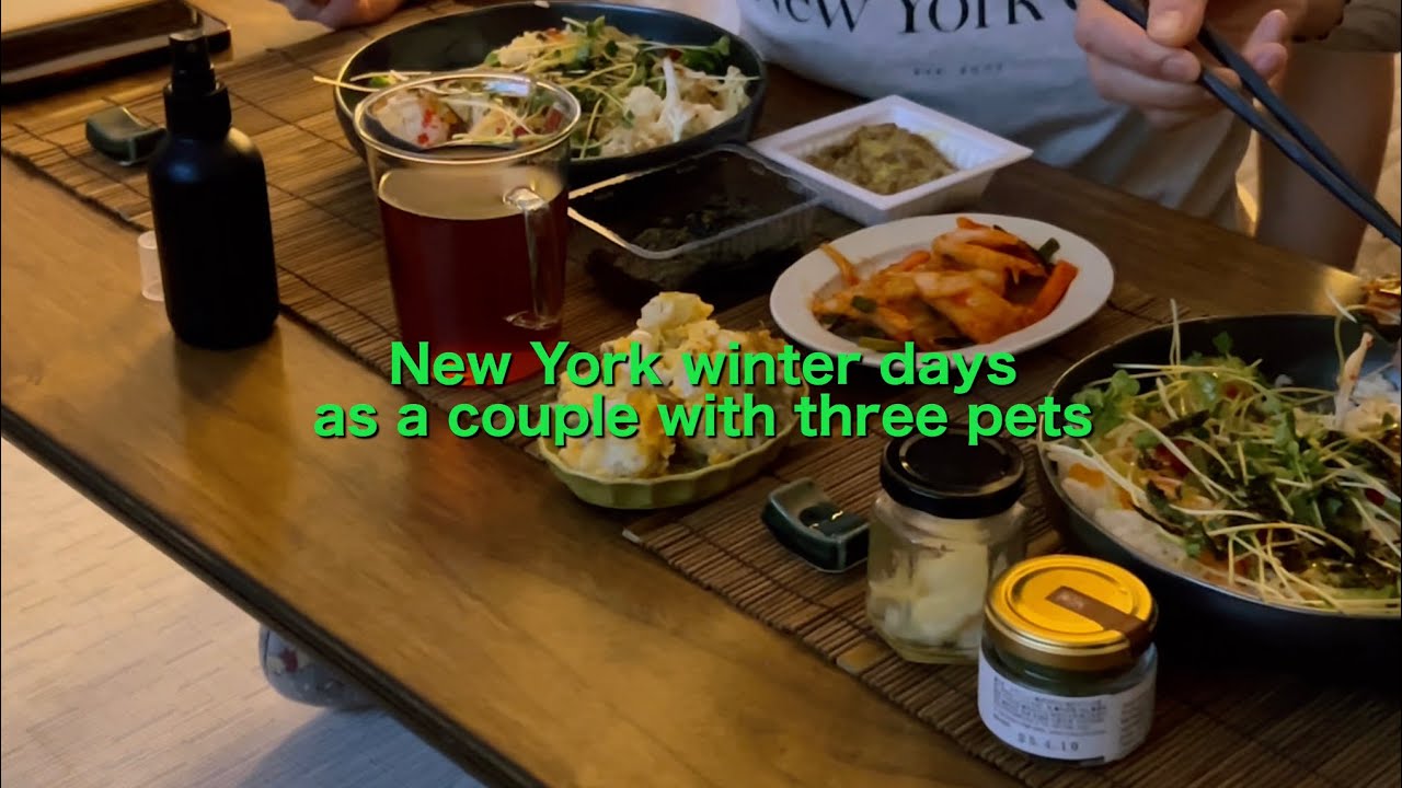 Winter days as a couple + 3 pets | Making kimchi, cleaning for Chinese ...