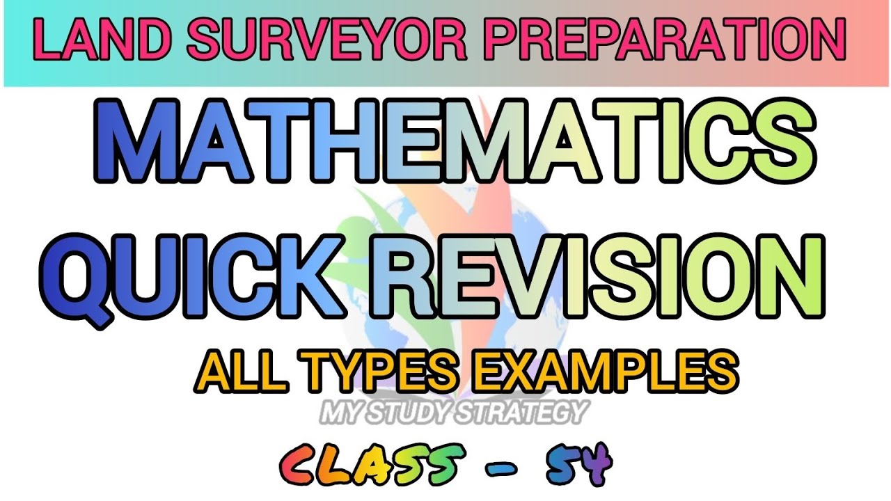 LAND SURVEYOR QUICK REVISION || MATHEMATICS CLASS || ALL TYPES EXAMPLES ...