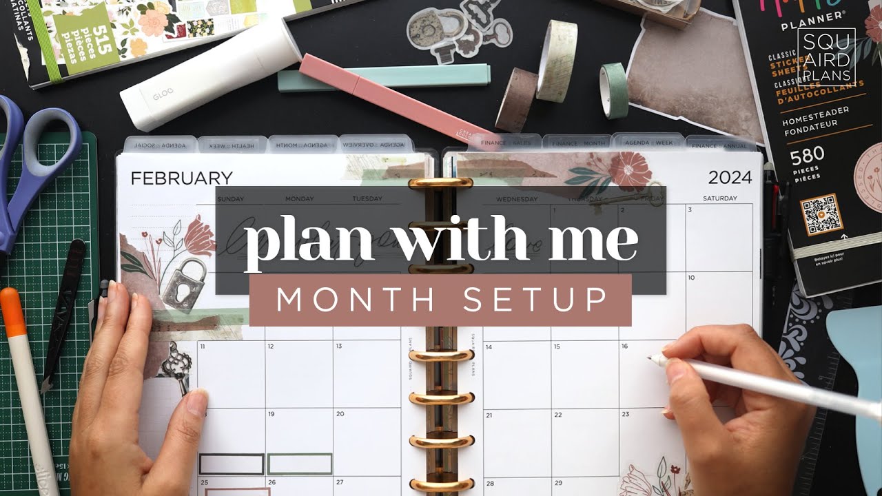 FEBRUARY PLAN WITH ME :: Monthly Layout & Overview Pages Setup in a ...