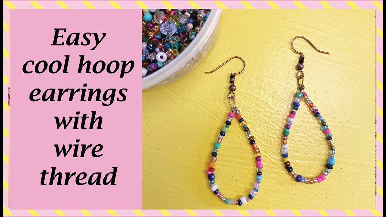 Easy cool hoop earrings with wire thread - YouTube
