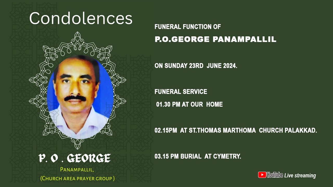 FUNERAL FUNCTION OF P.O.GEORGE PANAMPALLIL - YouTube