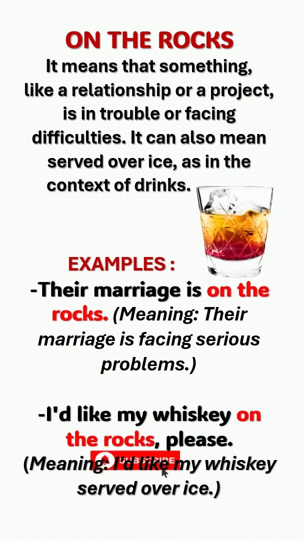 ON THE ROCKS. americanidioms