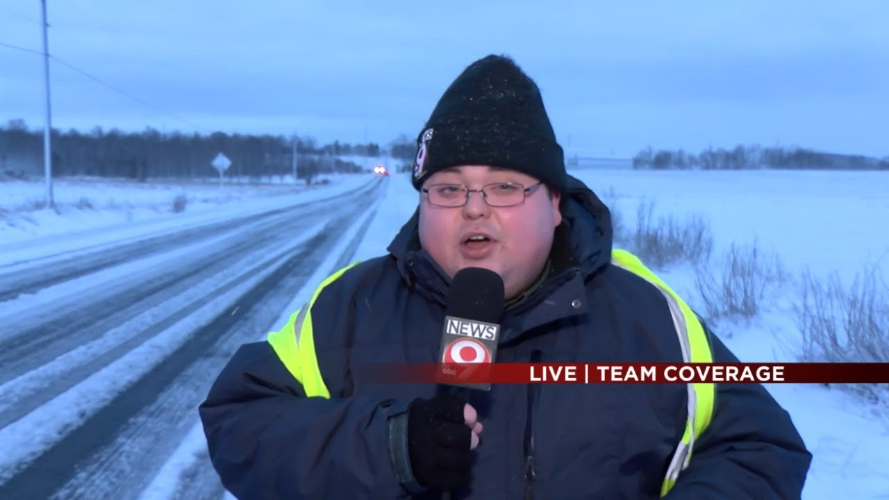 Roads icy Wednesday morning with strong winds - YouTube