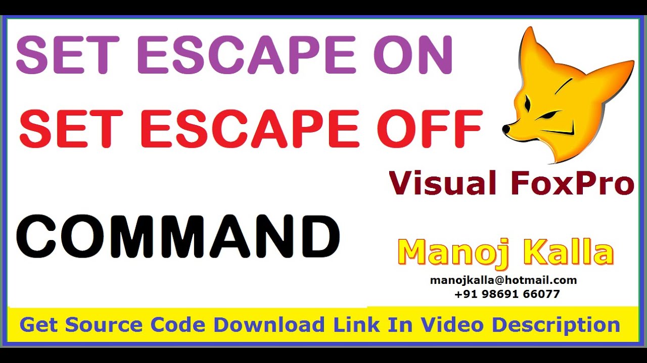 vfp set escape on | Visual FoxPro set escape on | Foxpro Set Command ...