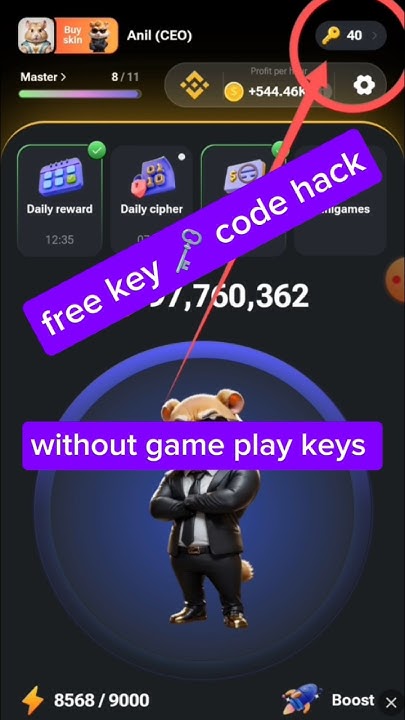 Hamster kombat key code || key hack | hamster Kombat mini game || today mini game hamster Kombat ...