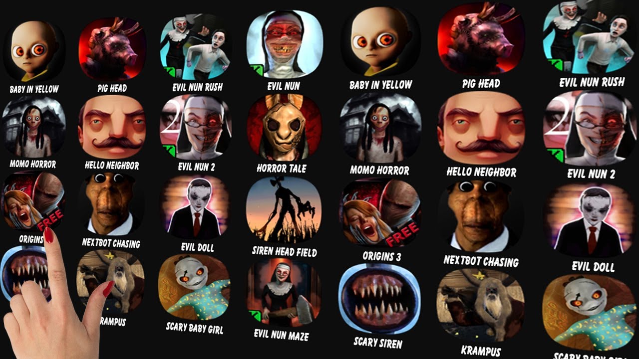 Horror Games: The Baby In Yellow, Evil Nun Rush, Evil Nun, Origins 3 ...