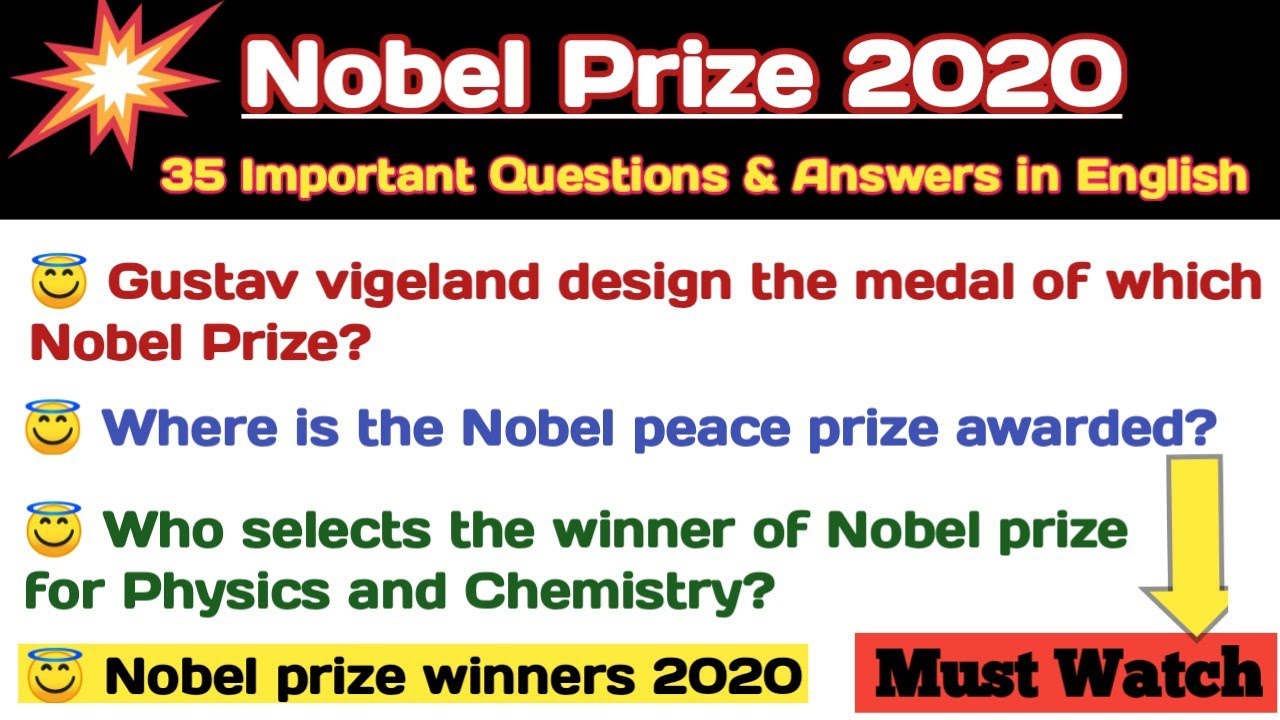 Nobel Prize | Nobel Prize 2020 | Award and Their Field | Nobel prize ...
