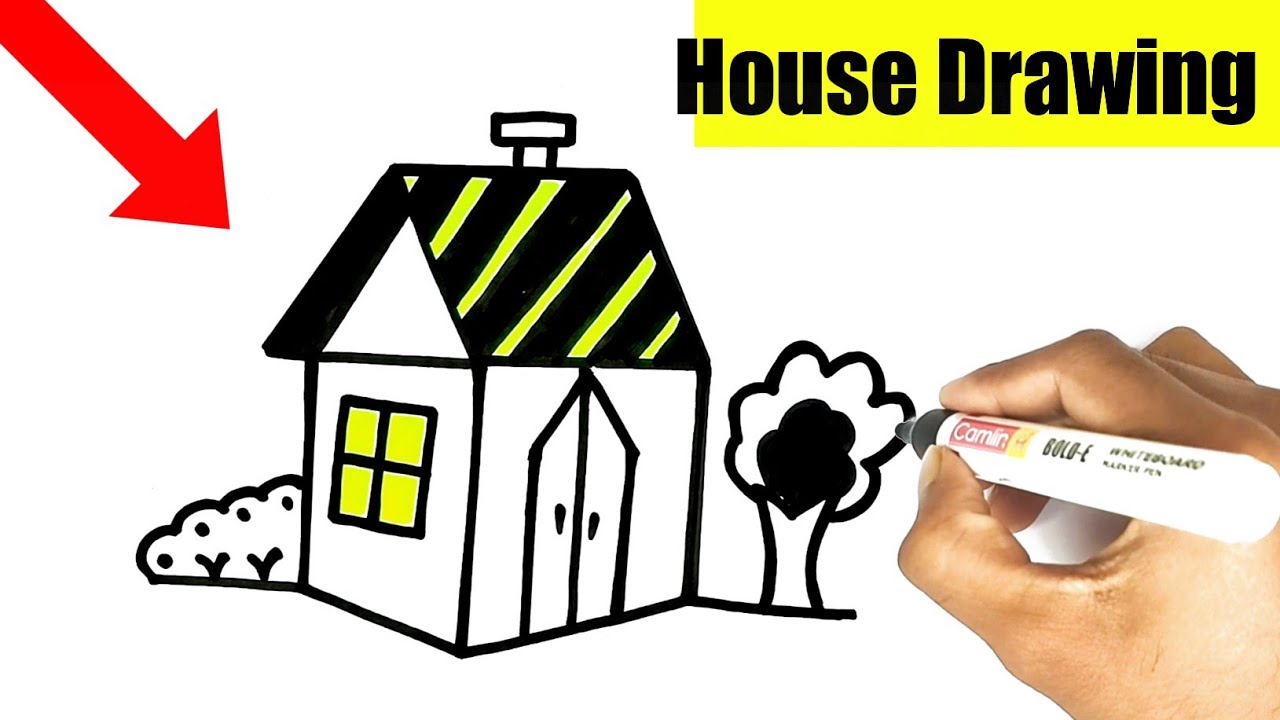 How to draw House from letter M || easy house Drawing for beginners ...