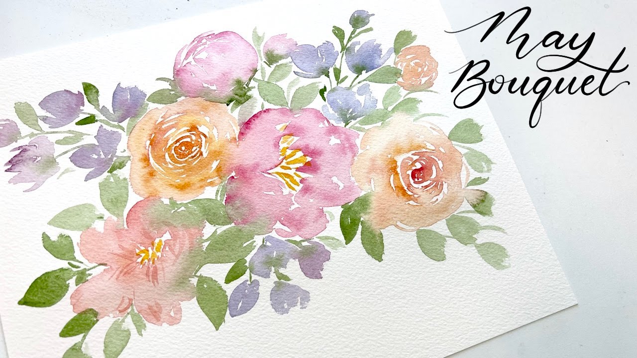 How To Paint A May Watercolour Bouquet - YouTube