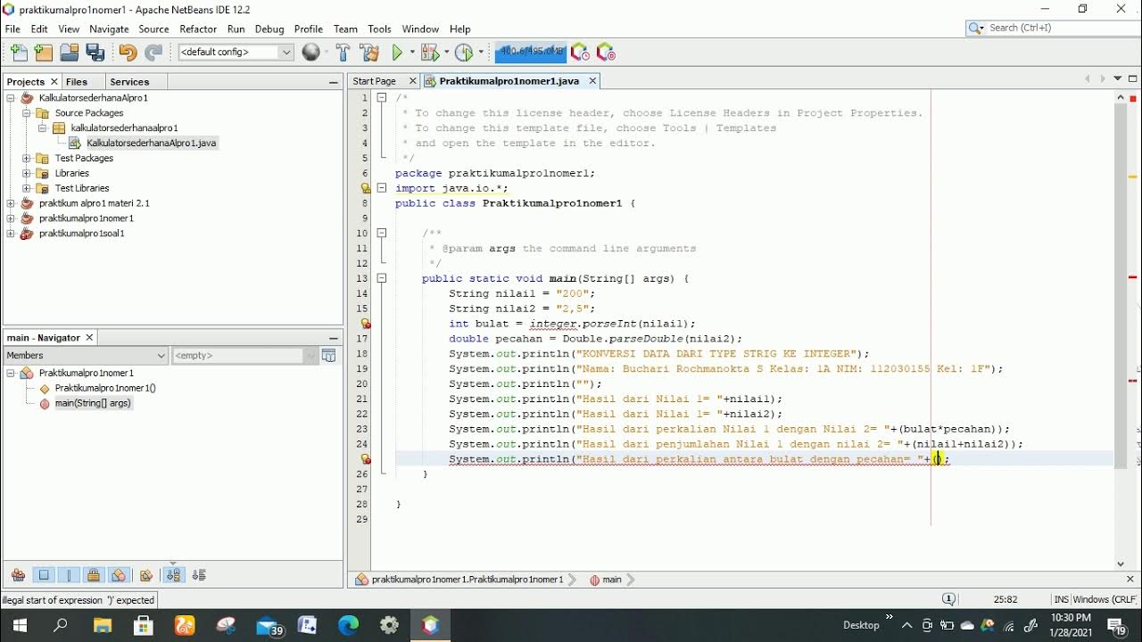 Konversi data string ke integer dan kalkulator sederhana menggunakan ...