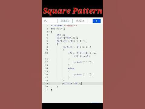 Square Pattern || COLLEGE CODING #coding #programming #pattern #patternprinting #viral #shorts # ...