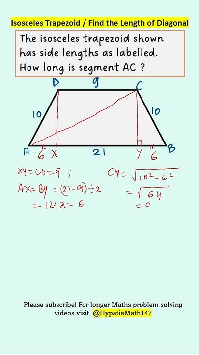 Isosceles Trapezoid / Find the Length of Diagonal #maths#mathematics - YouTube