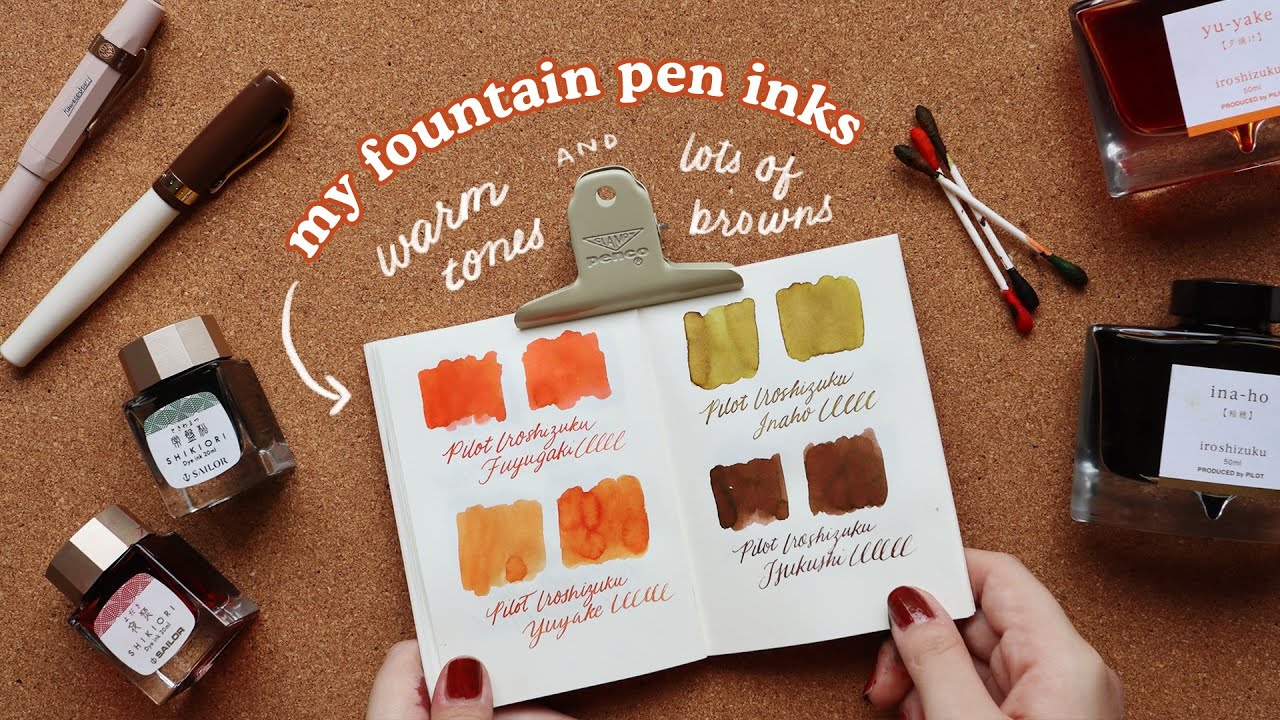 My Favorite Fountain Pen Inks 💛 warm colors & browns | Abbey Sy - YouTube