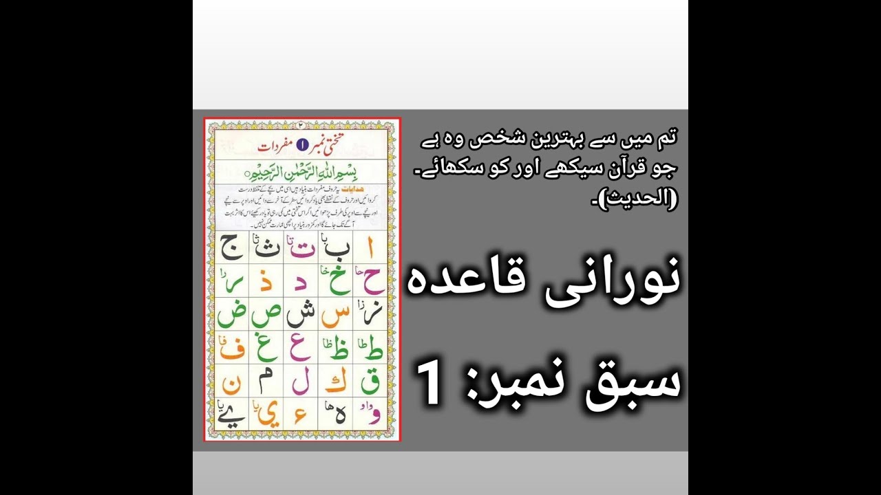 Anwarul Quran Learning Academy|| Qaida Norania lesson 1|| Arabic ...