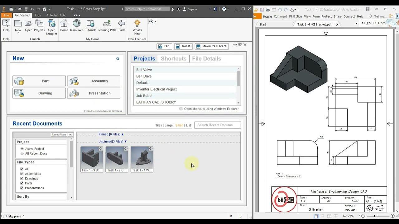 Menggambar 3D CI Bracket | Draw 3D Model CI Bracket - YouTube