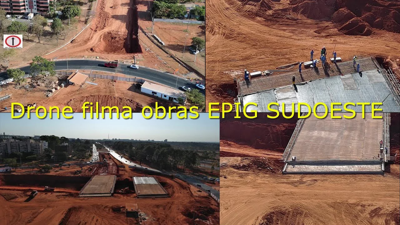 VIADUTO DA EPIG SUDOESTE Drone filma obras escavações viaduto VAMOS_LET ...