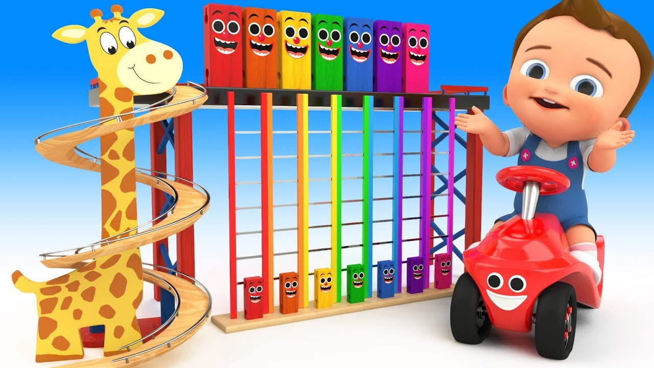 Giraffe Tumbledown Ladder Wooden Toy Set - Learn Colors for Kids ...