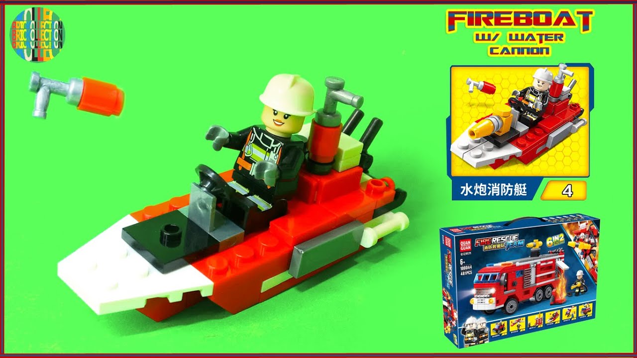 LEGO Fire Rescue Team Fire-boat With Water Cannon LEGO Bricks ...