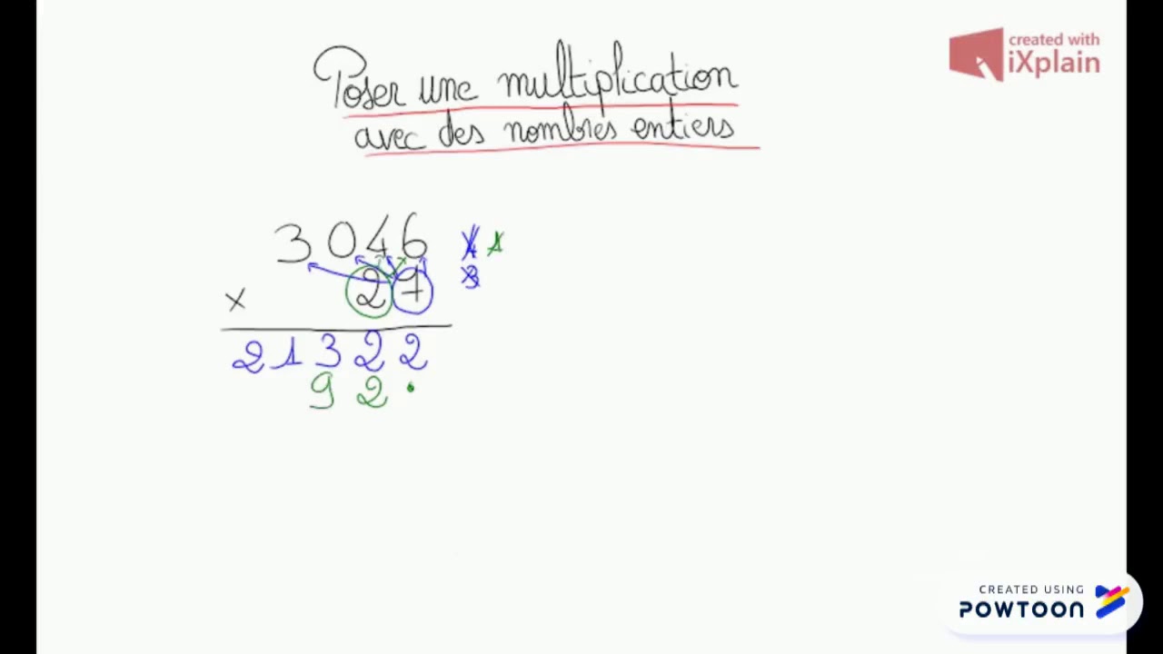 Poser une multiplication avec des nombres entiers - YouTube