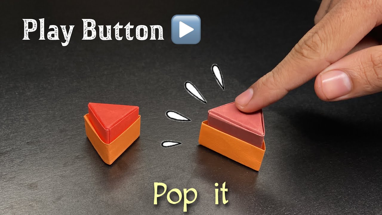 How to make MINI origami PLAY BUTTON TOY no glue - ( origami pop it ...