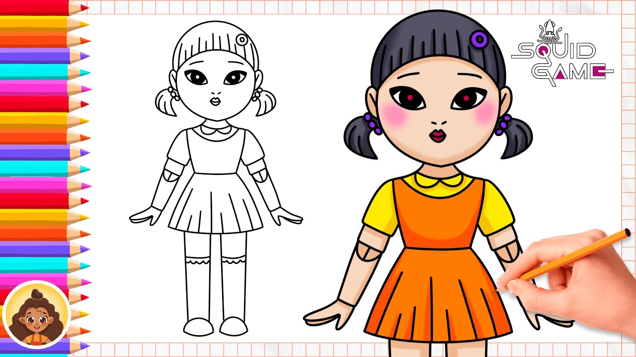 How to Draw Young-hee (The Doll) | from Squid Game - YouTube