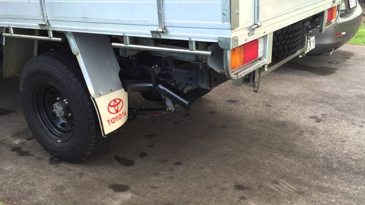 VD79 landcruiser DEA performance 3" turbo back exhaust - YouTube