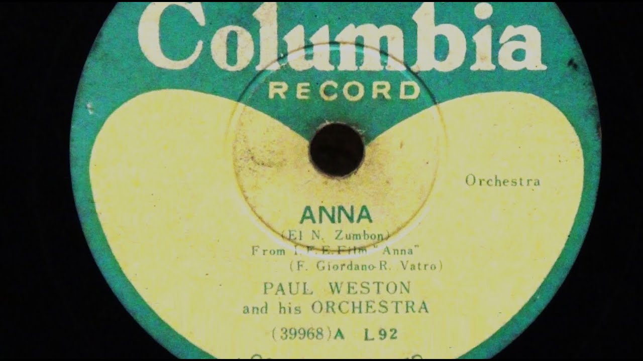 ANNA. PAUL WESTON and his ORCHESTRA - YouTube