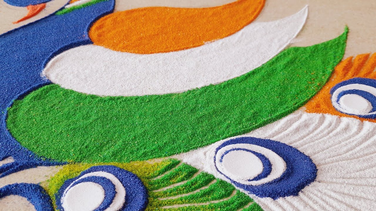 Very Simple Creative Tiranga Republic day special peacock Rangoli ...