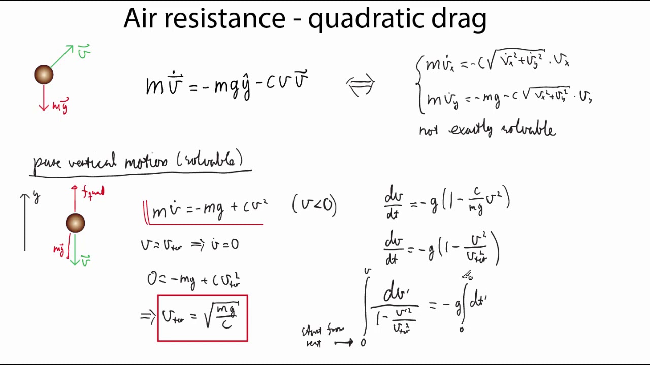 Air resistance quadratic 1 - YouTube