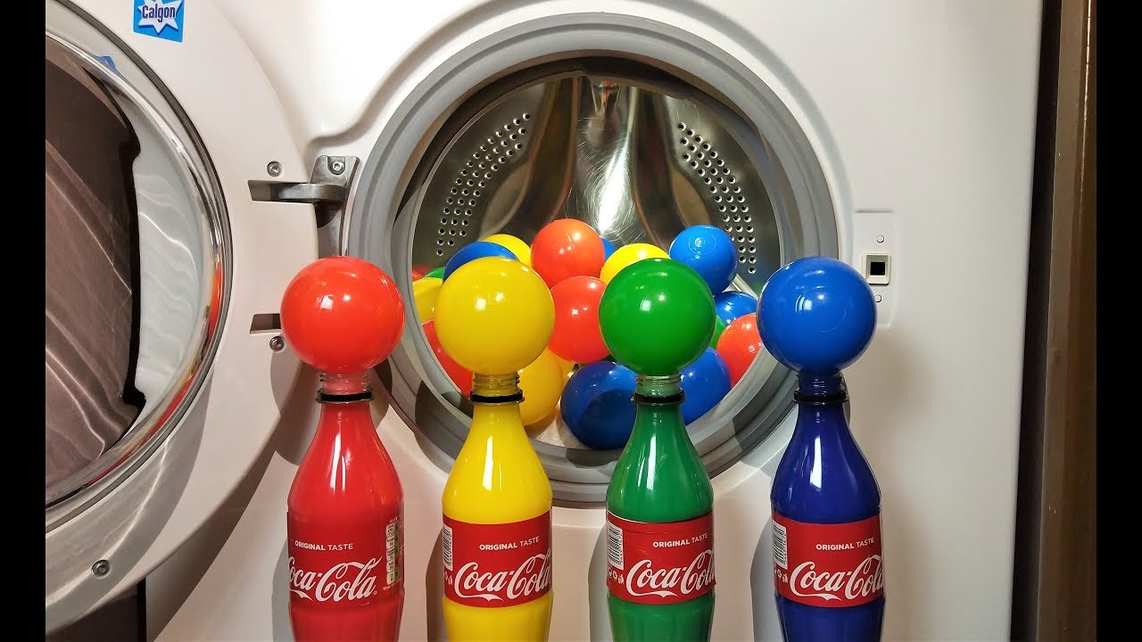 Learn Colors with Coca Cola Bottles and Balls in a Washing Machine ...