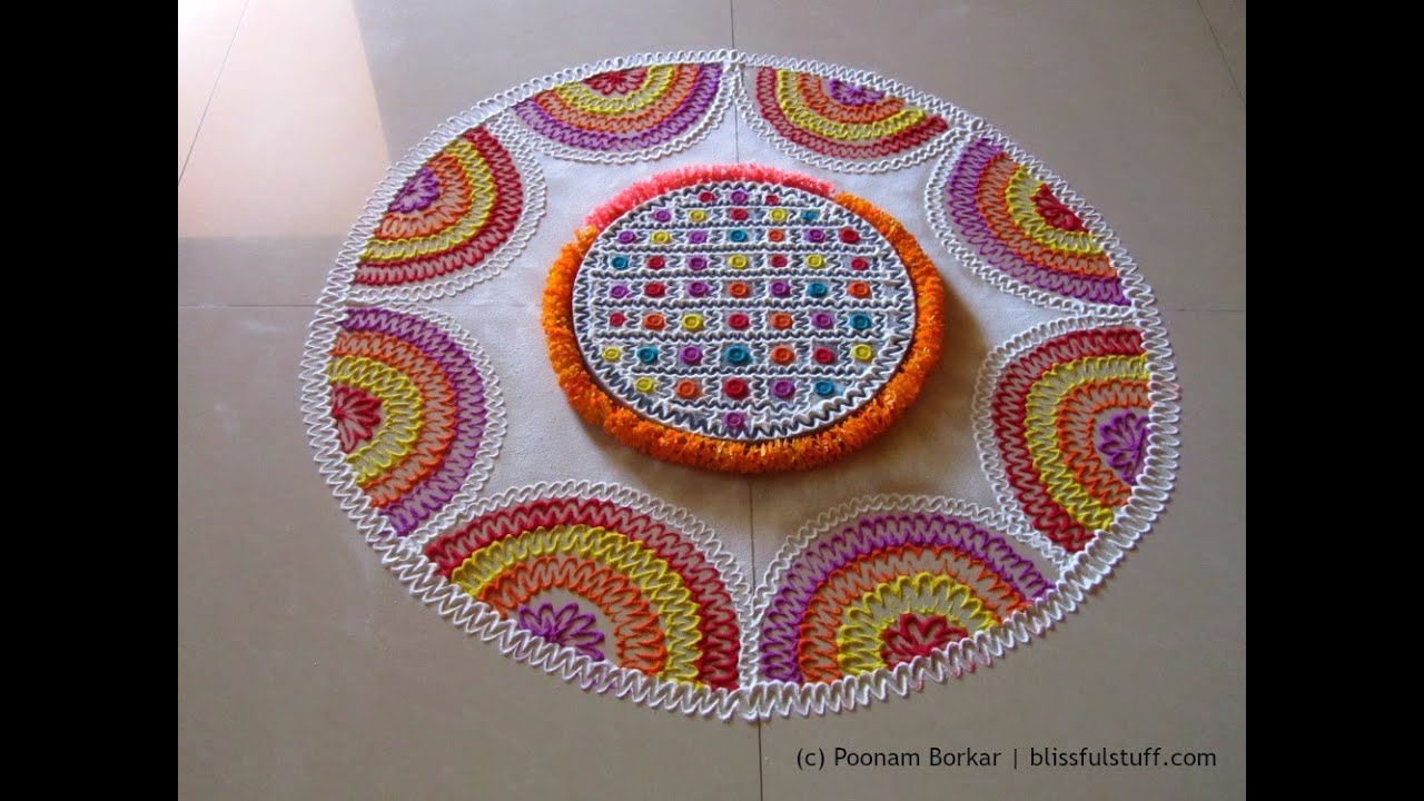 Creative and unique multicolored rangoli | Innovative rangoli designs ...