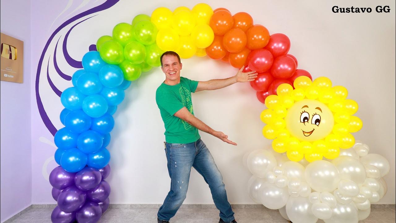 BALLOON ARCH TUTORIAL 🌈 balloon decoration ideas 🤩 birthday decoration ideas at home 🎈rainbow ...