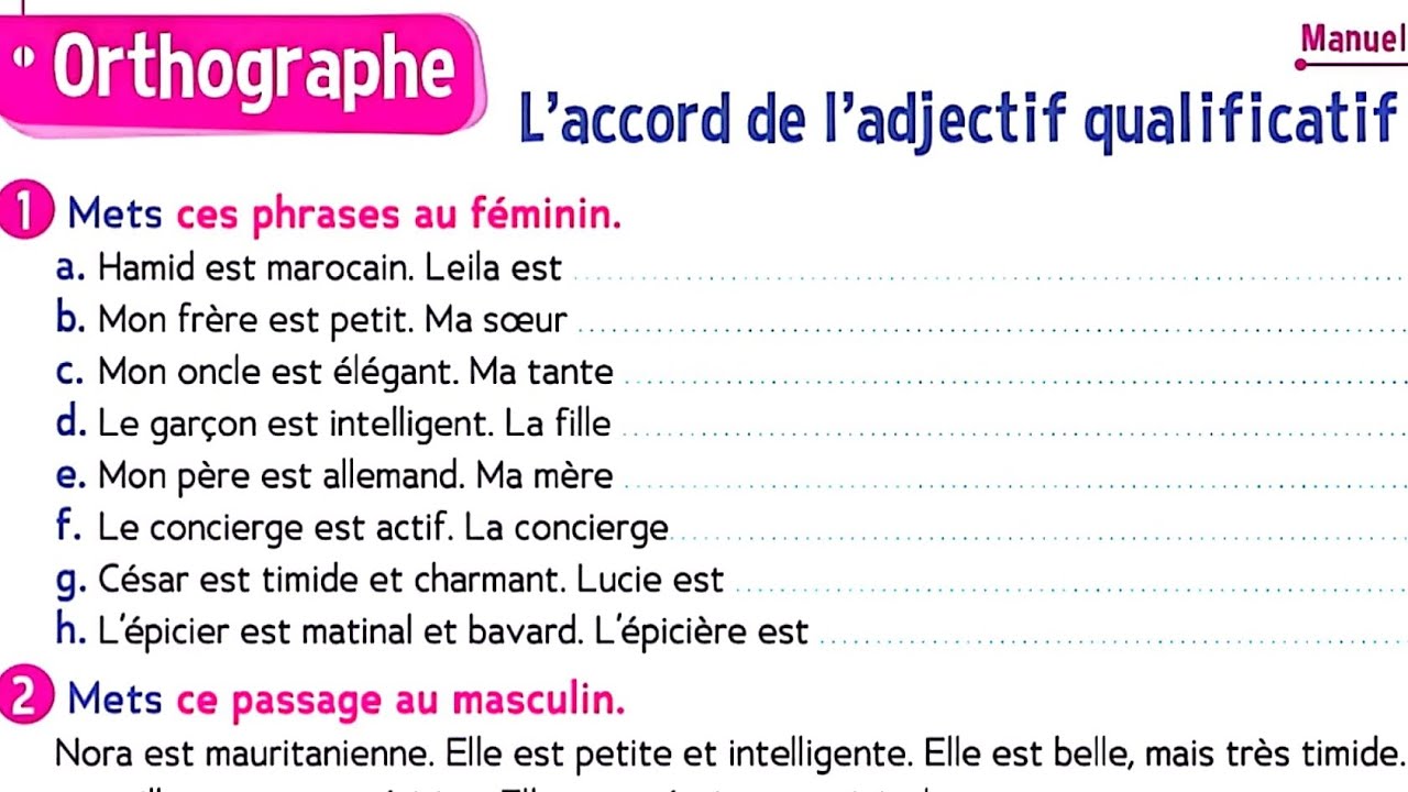 L'accord de l'adjectif qualificatif ( page 70 ) le trésor des mots CM2 ...