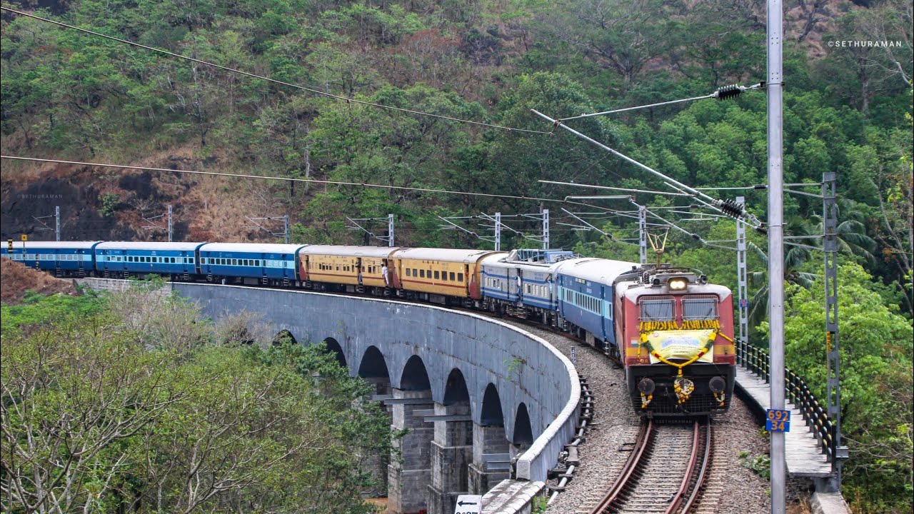 Beginning of a new era! WAP 4 over 13 arch bridge | Sengottai - Punalur ...