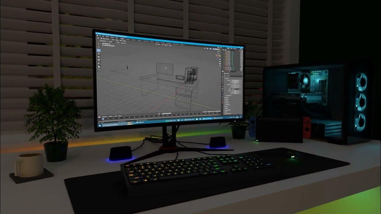 Computer Desk Blender Project - YouTube